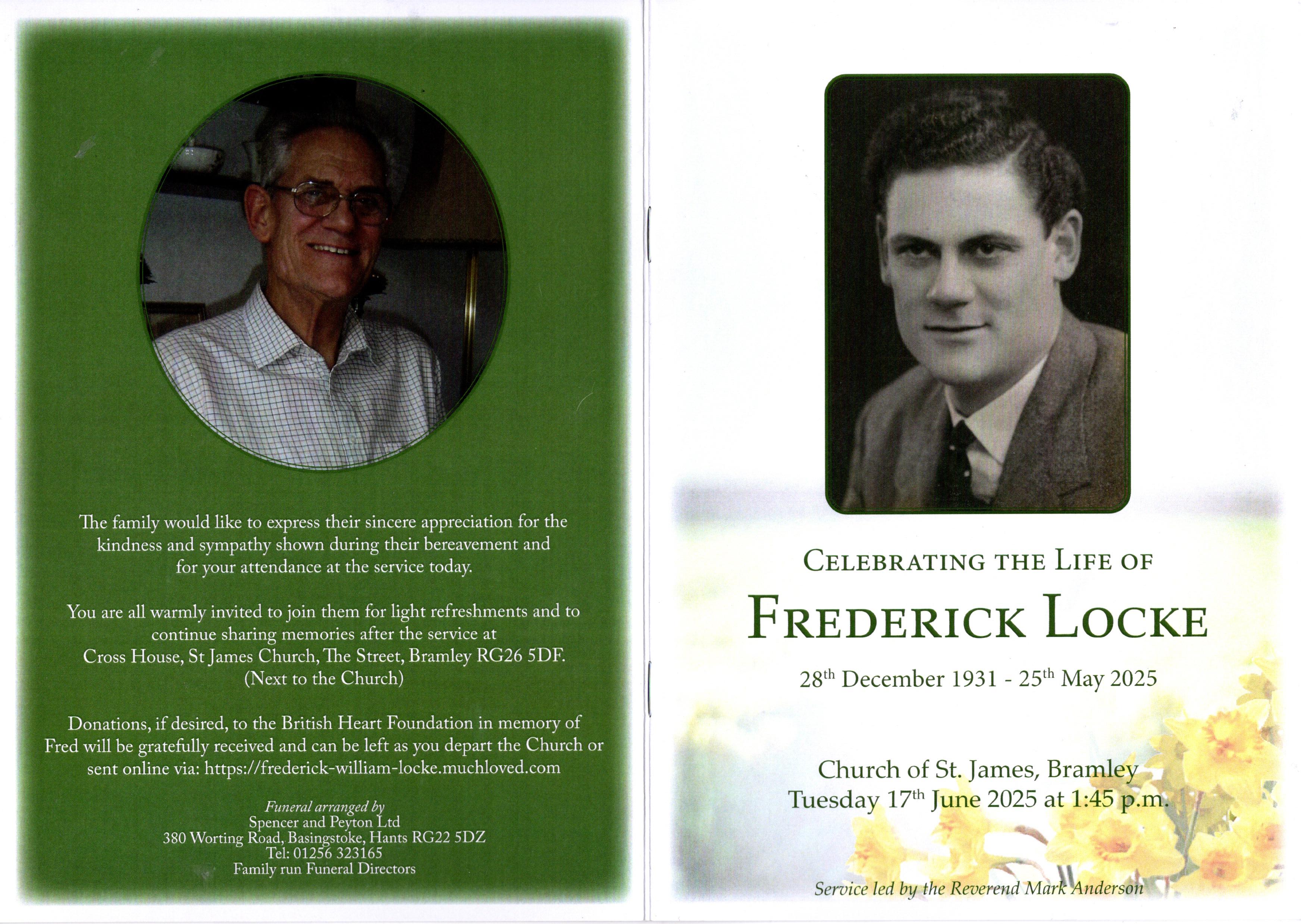 Funeral of Fred Locke 17th June 2025 – Probus Club of Basingstoke